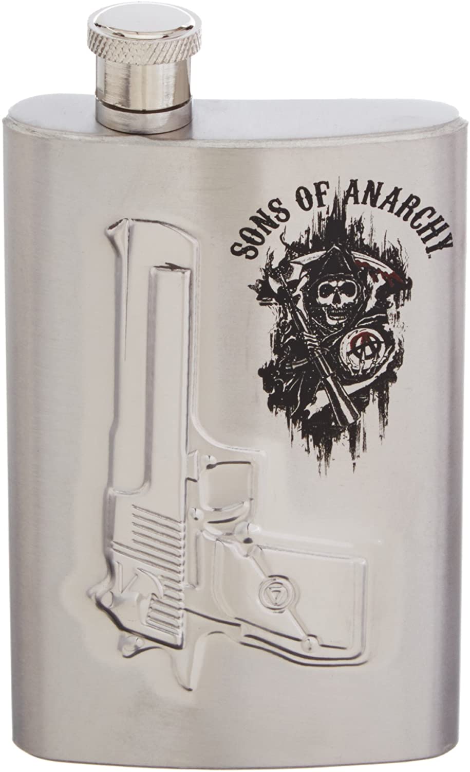 JUST FUNKY SOA-FSK-4734-JFC Son of Anarchy Gun Logo Flask – TopToy