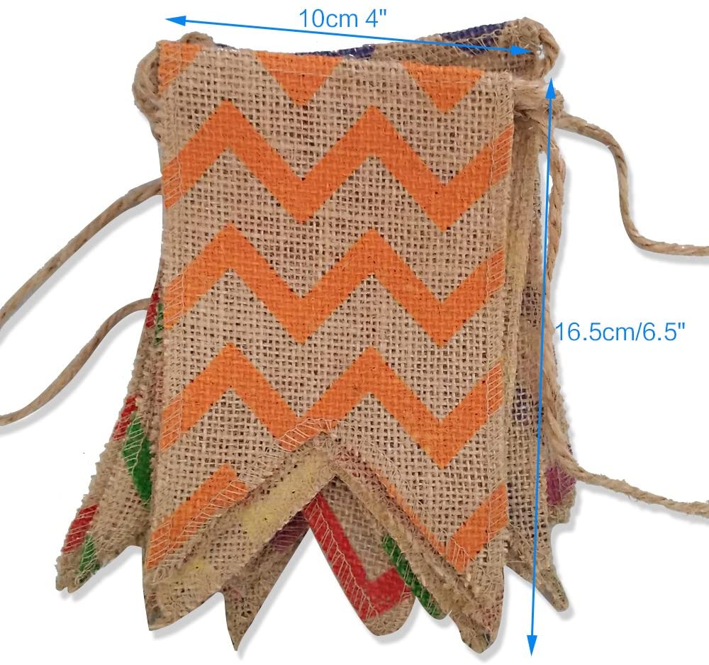 jijAcraft 3.7M Rustic Burlap Banner Bunting,Burlap Flags Hessian Banner ...