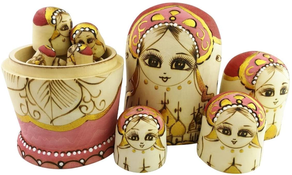 Set 10 Pcs Moscow Kremlin Wooden Stacking Toy Toddler Doll Traditional ...