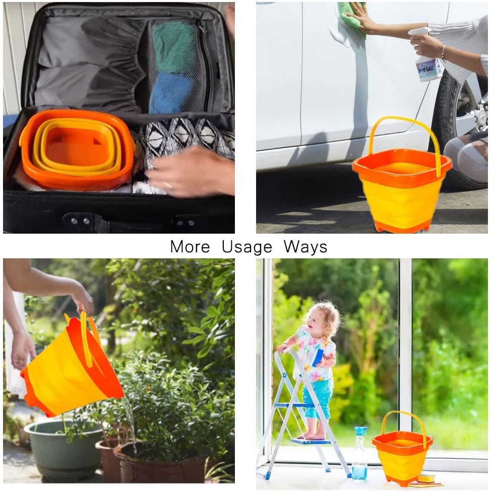 ThinkMax Bucket and Spade Beach Set, 2 Pcs Collapsible Buckets with ...