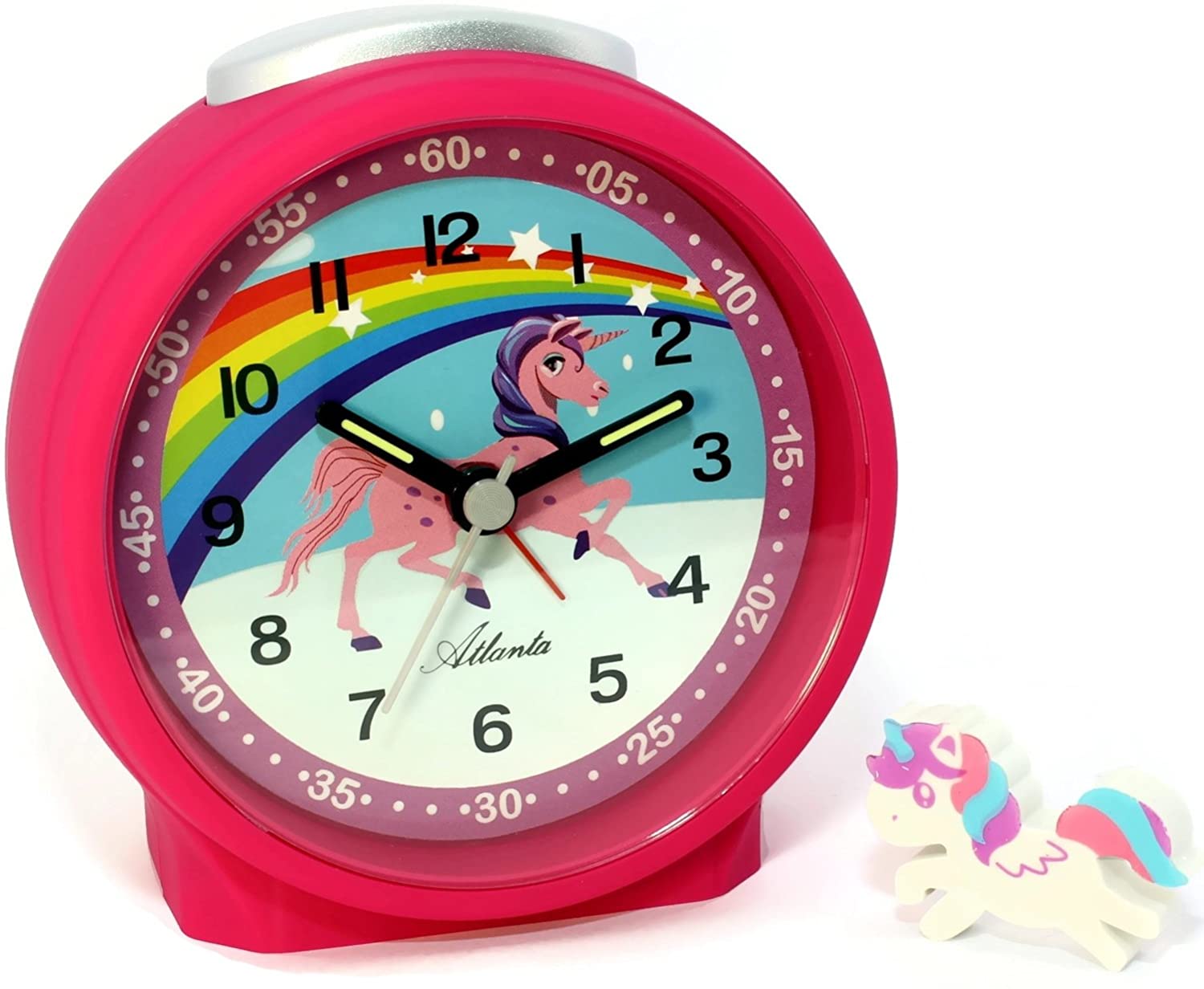 Children’s Alarm Clock Girls without Ticking Pink Unicorn Eraser – 1981 ...