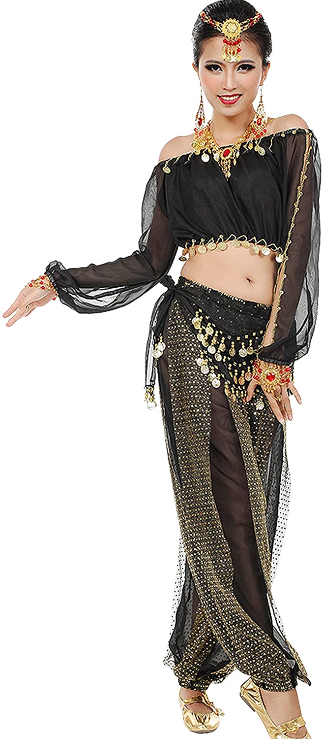 Astage Women Belly Dance Suit Costume Active Wear Longsleeve Top Pants ...