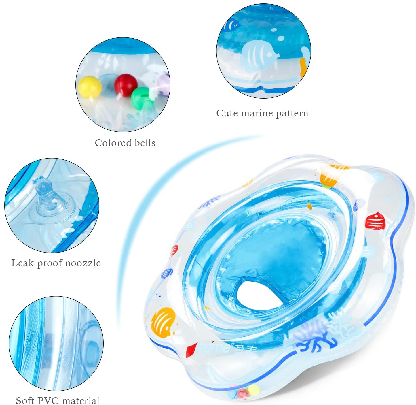 Samione Baby Swimming Ring, Toddler Safety Aid Swim Float with Seat ...