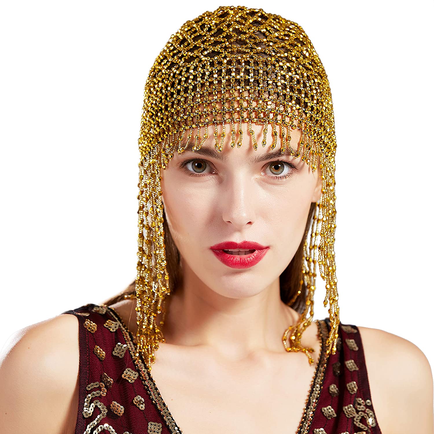 BABEYOND 1920s Flapper Cap Vintage Style Roaring 20s Beaded Flapper ...
