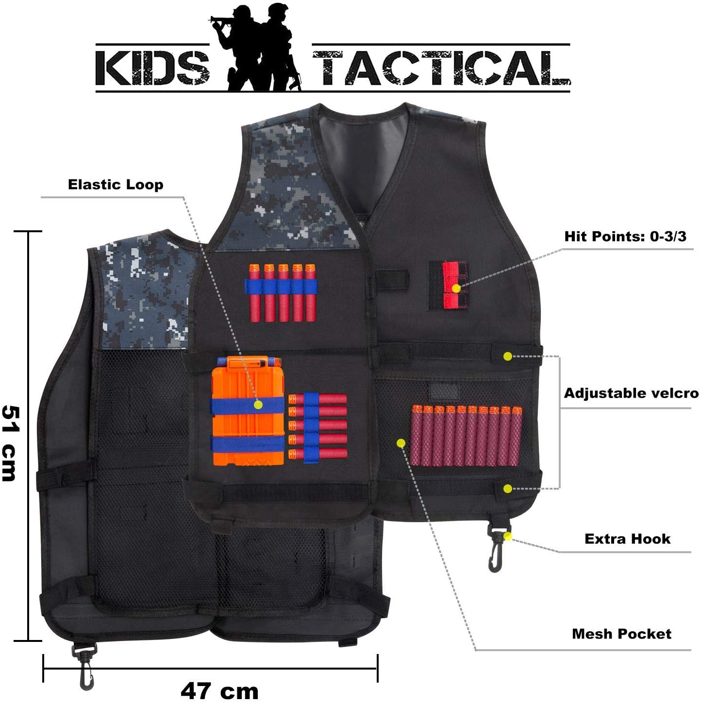 INNOCHEER 2 Pack Kids Tactical Vest Kit with 100 Pcs Refill Darts, 2 ...