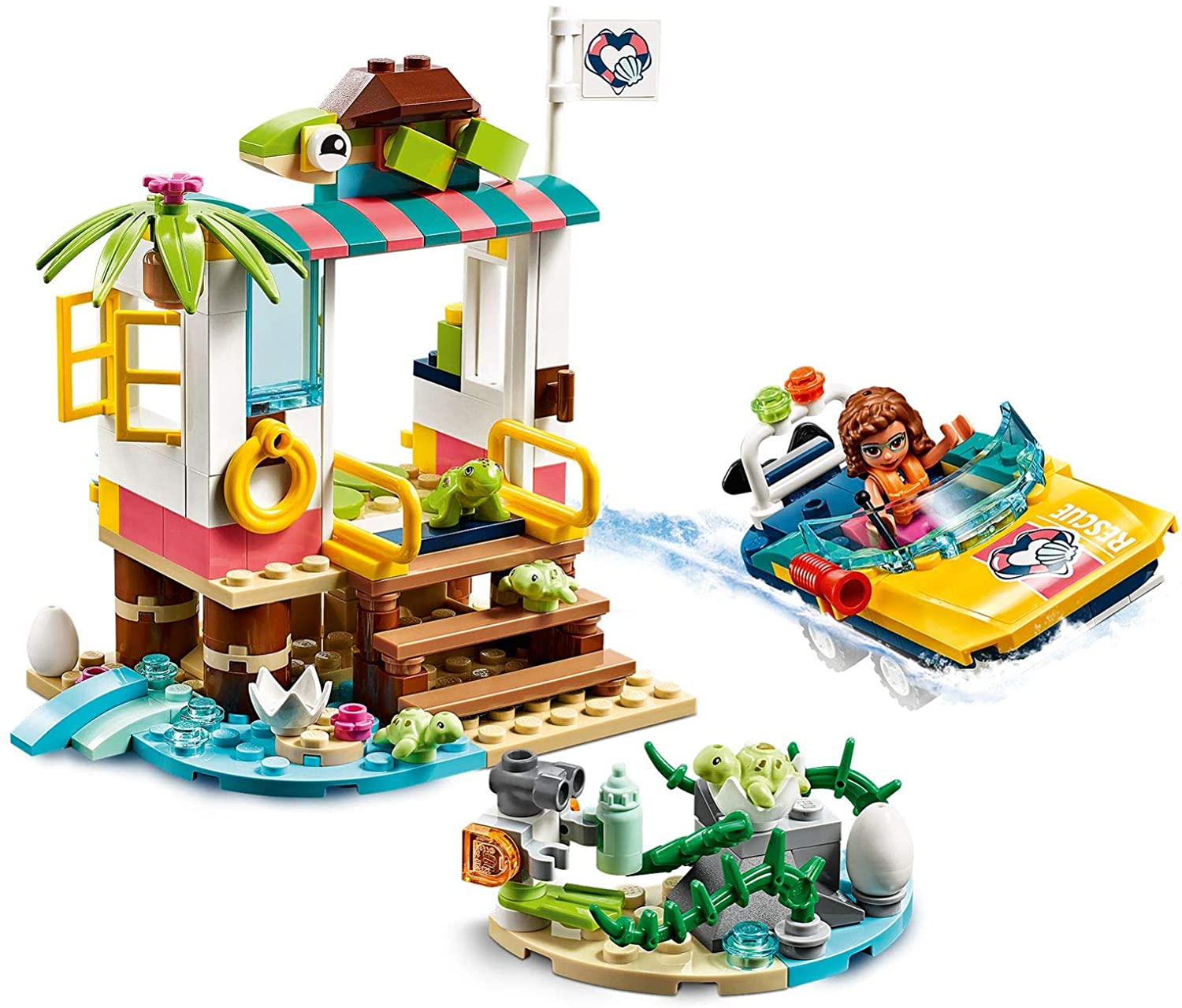 LEGO 41376 Friends Turtles Rescue Mission Boat Playset with Olivia Mini ...