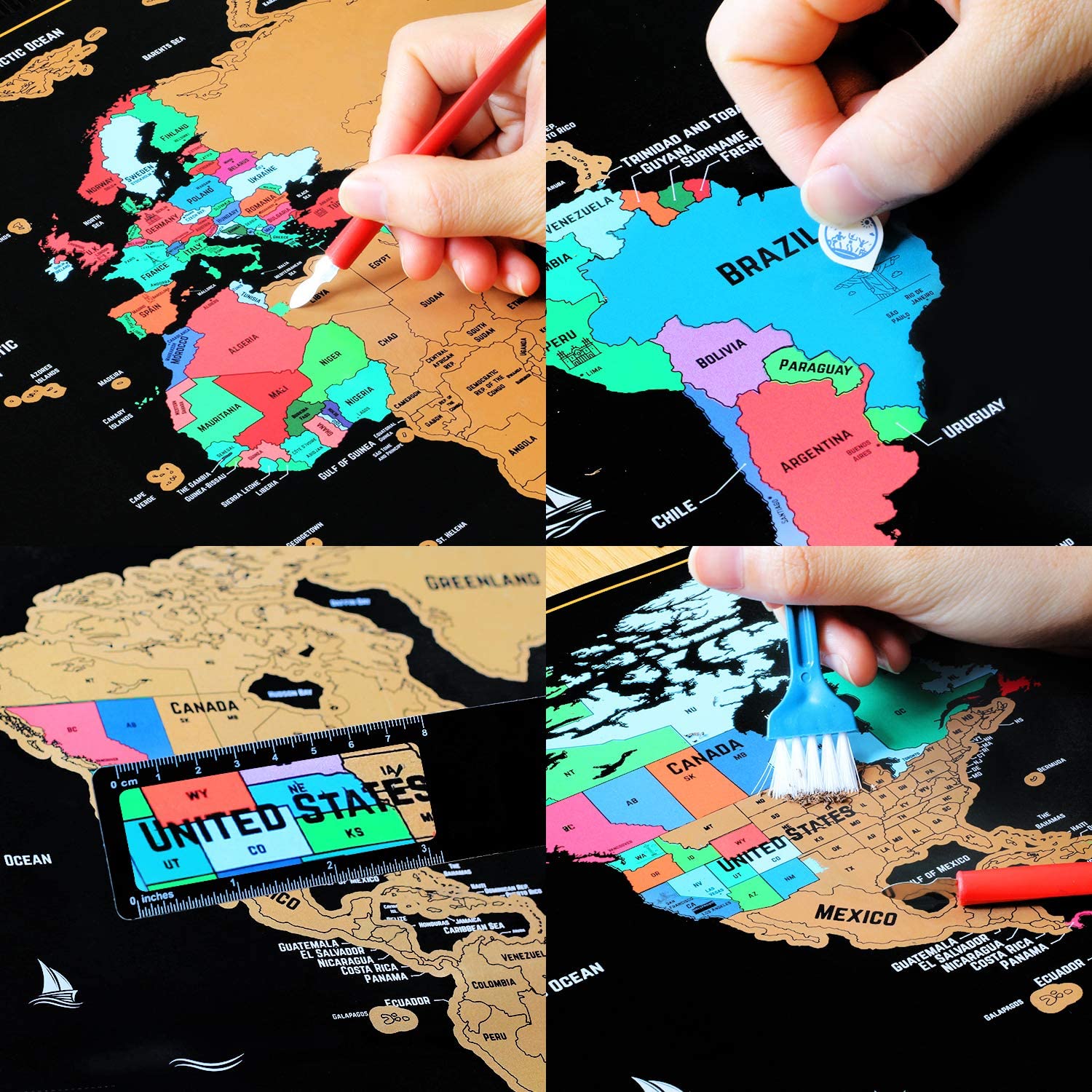 NOVELTY PLACE Scratch off Map of The World with States and Flags ...