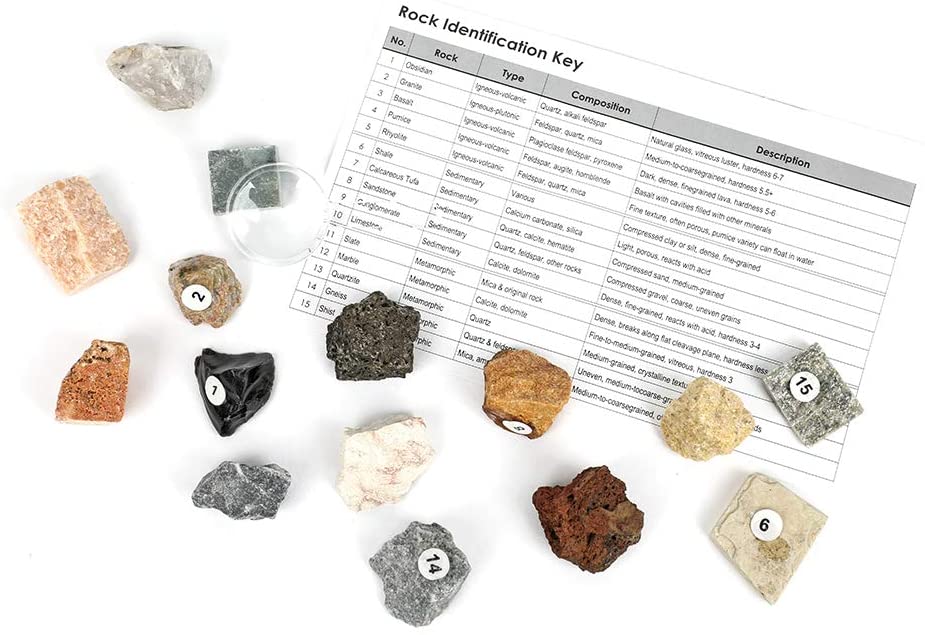 Dr. Daz Mineral Rock Stone Collection Kit Geology Science Kit 15 Real ...