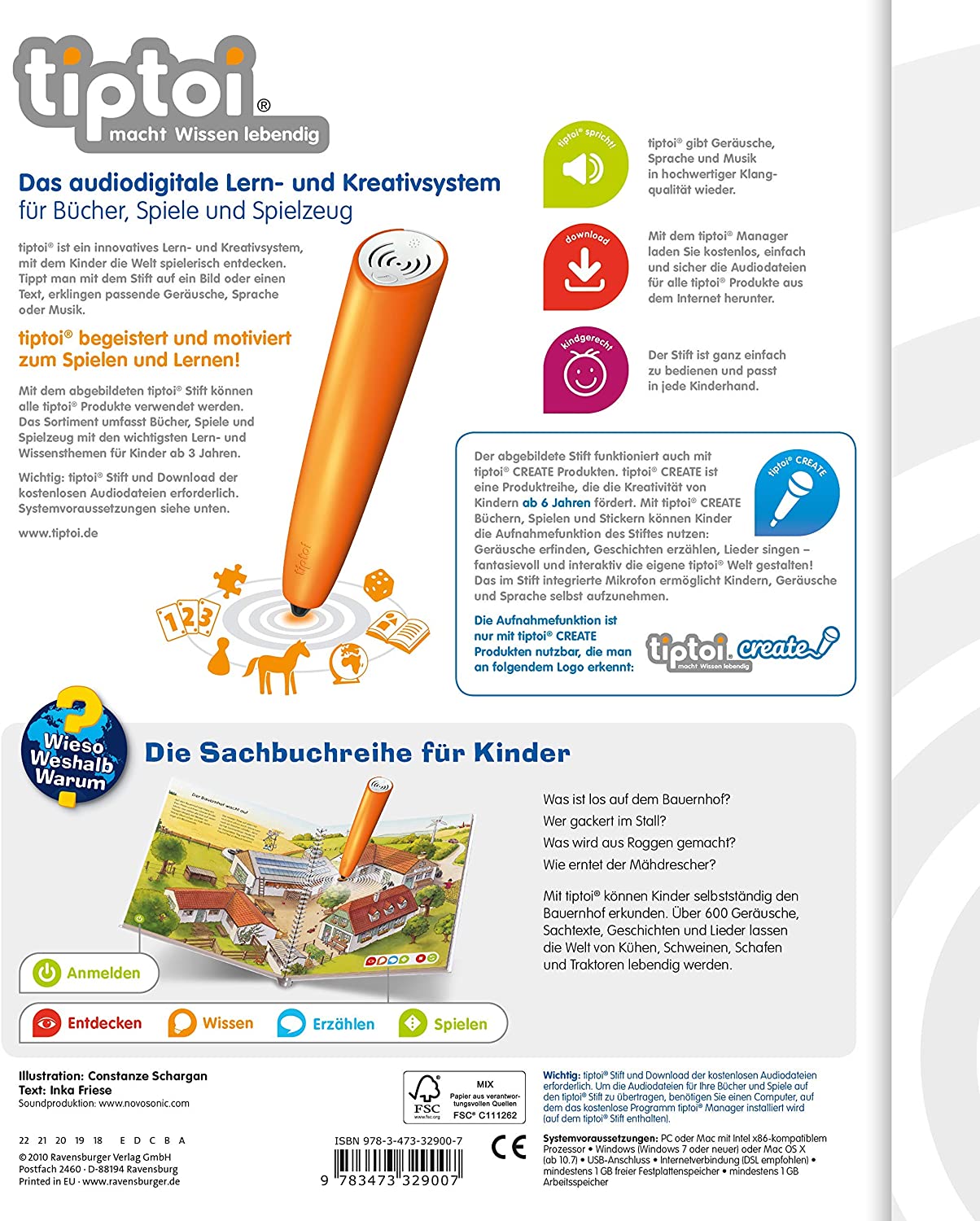 tiptoi Ravensburger 00804 Starter Set: Pen and Farm Book, Single + 2 x ...