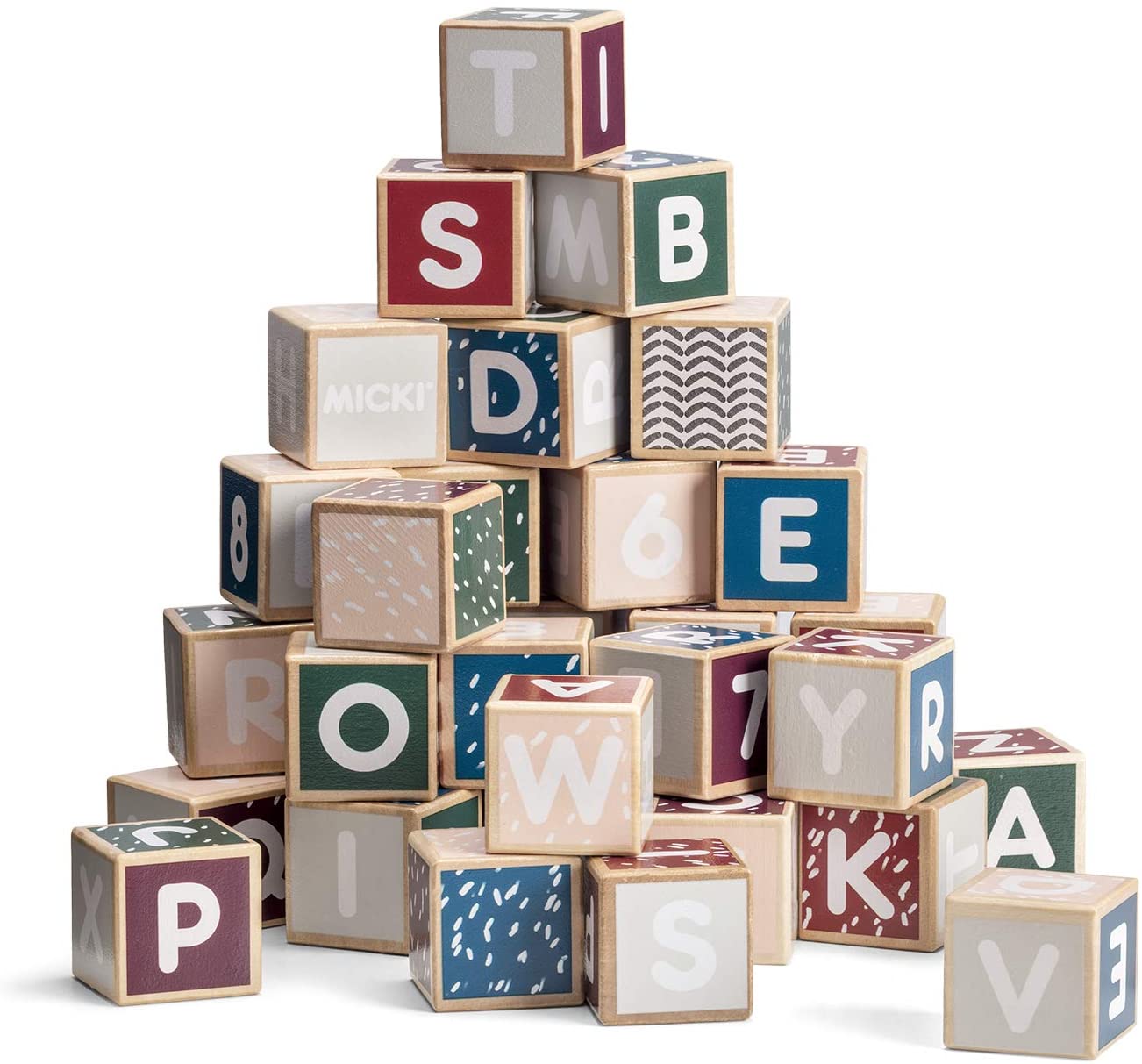 MICKI Wooden Building Blocks ABC and 123 — Stacking Educational Toys ...