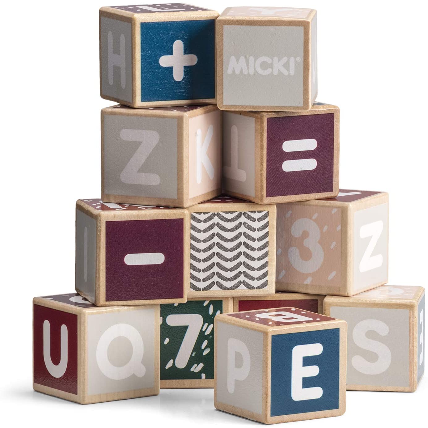 MICKI Wooden Building Blocks ABC and 123 — Stacking Educational Toys ...