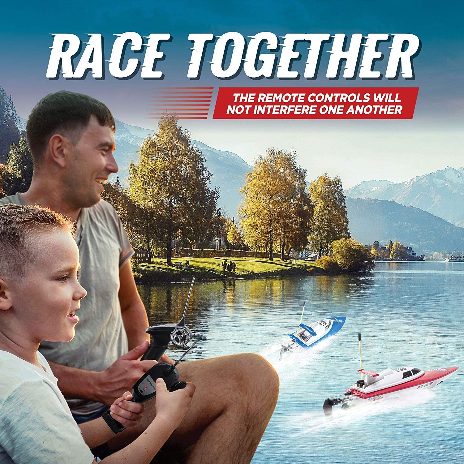 Top Race RC Blue and Red Remote Control RC Ship Boats Can Be Played ...