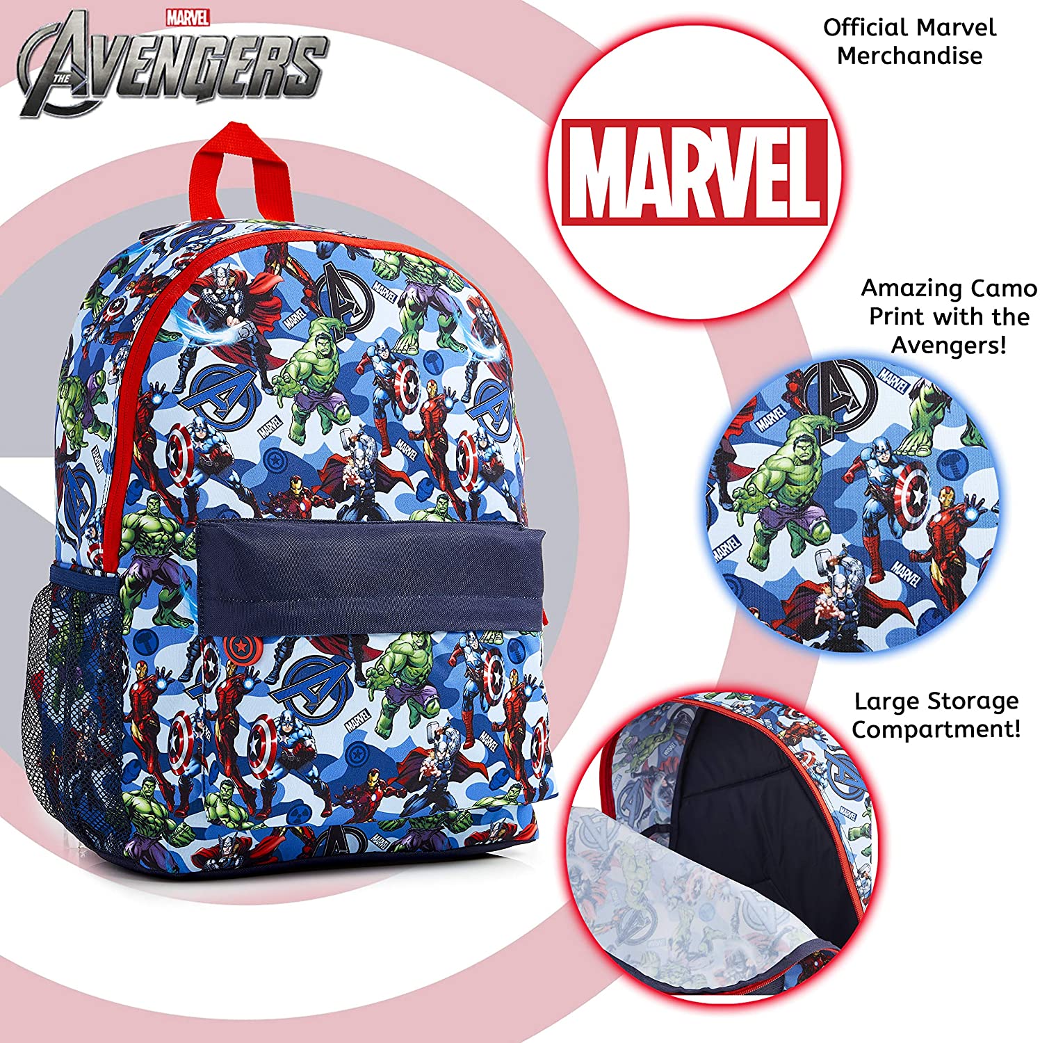 Marvel Avengers School Bag with Captain America Iron Man Incredible ...