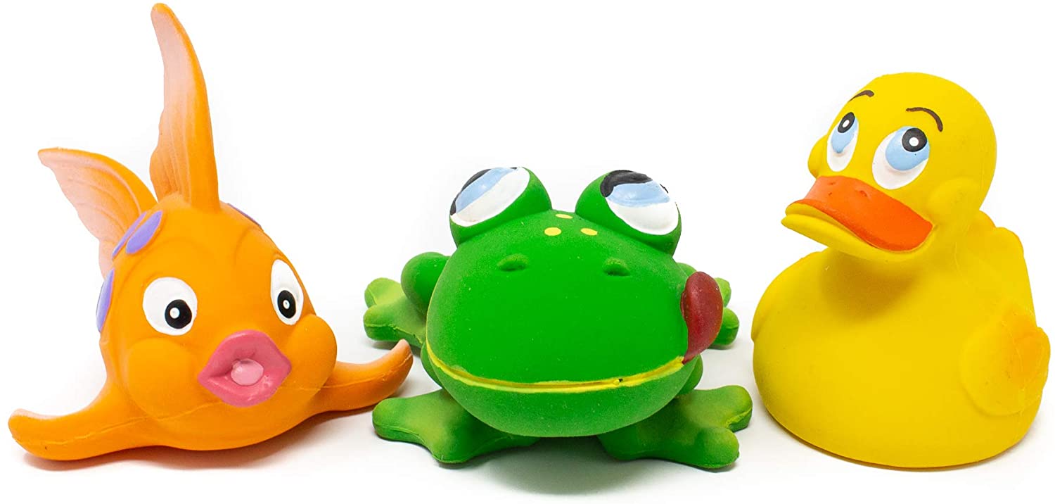 Bath Toys Squirters Natural Rubber Fish, Frog and Duck 3-Set, by Lanco ...