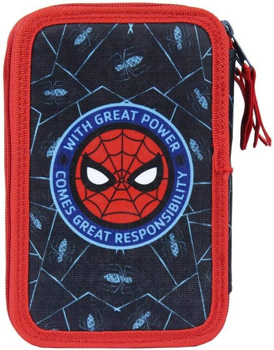 Marvel Spiderman Pencil Case, Triple Layered Boys Filled Pencil Case ...