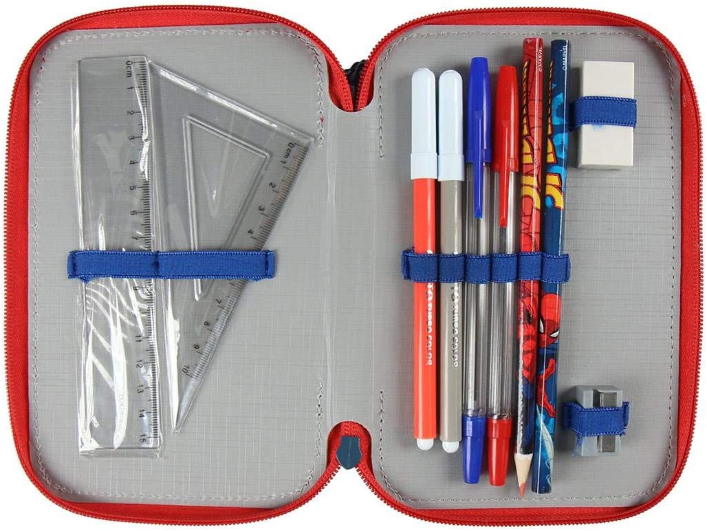 Marvel Spiderman Pencil Case, Triple Layered Boys Filled Pencil Case ...
