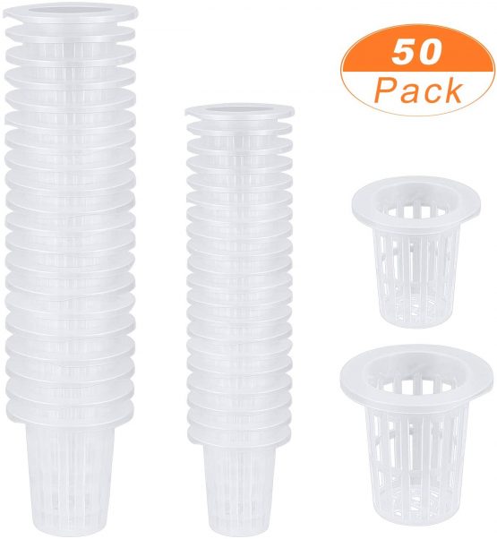 Dreamtop Hydroponic Basket,50 Pack Garden Slotted Mesh Net Cups Plastic ...
