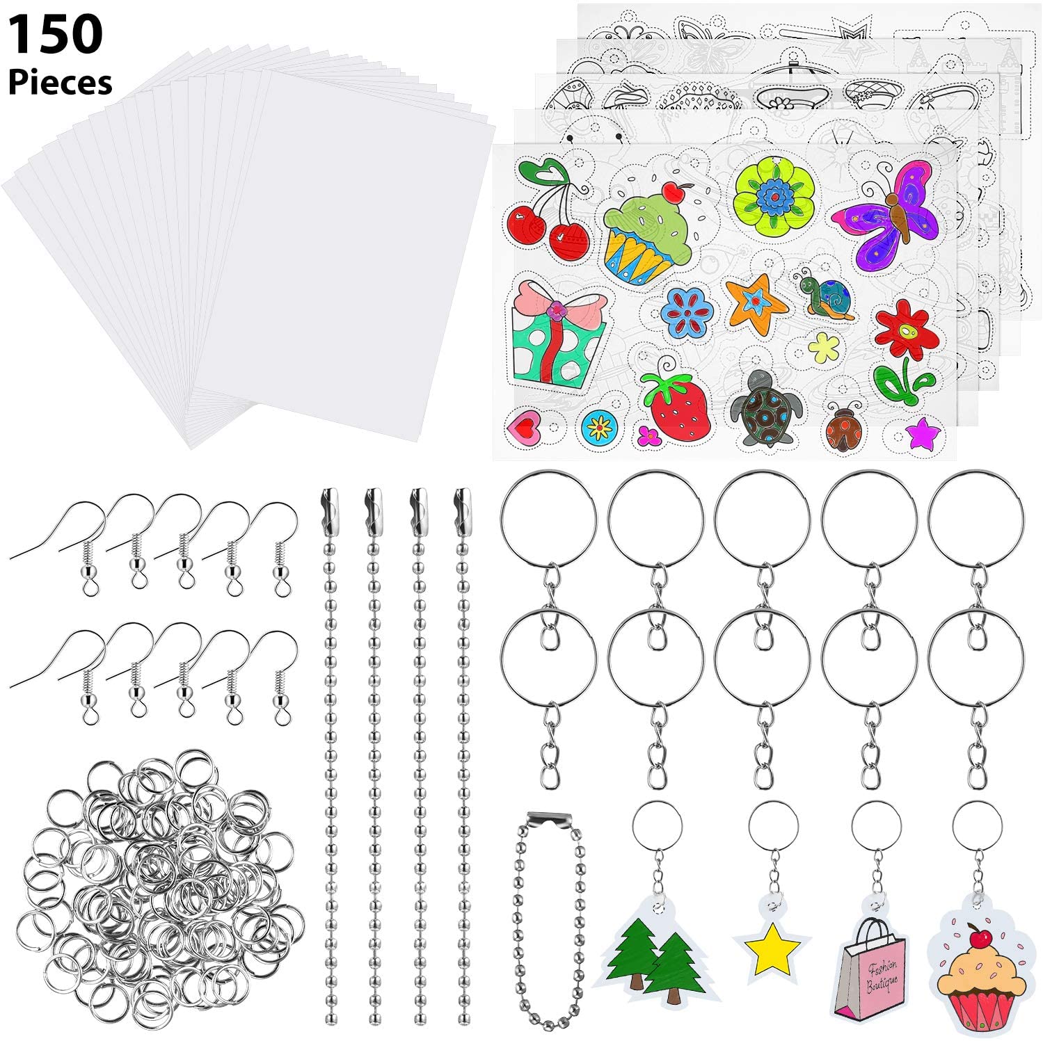 150 Pieces Heat Shrink Plastic Sheet Kit Includes 20 Clear Shrink Film ...