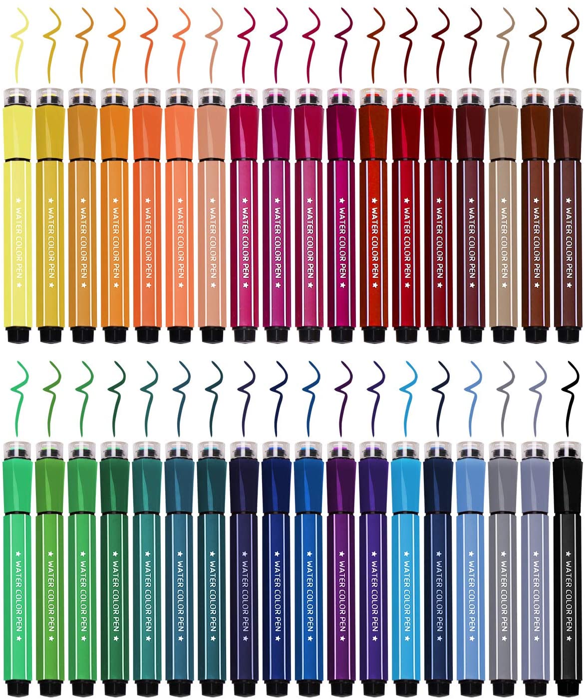 36pcs Kids Watercolour Brush Pens Set Washable Colouring Pen Kit ...