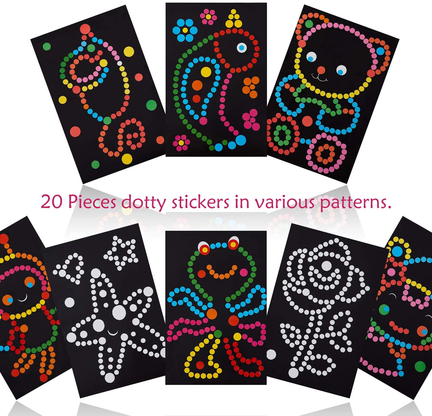 20 Pieces Dotty Sticker Art Sticker Mosaic Pictures Flower Butterfly ...