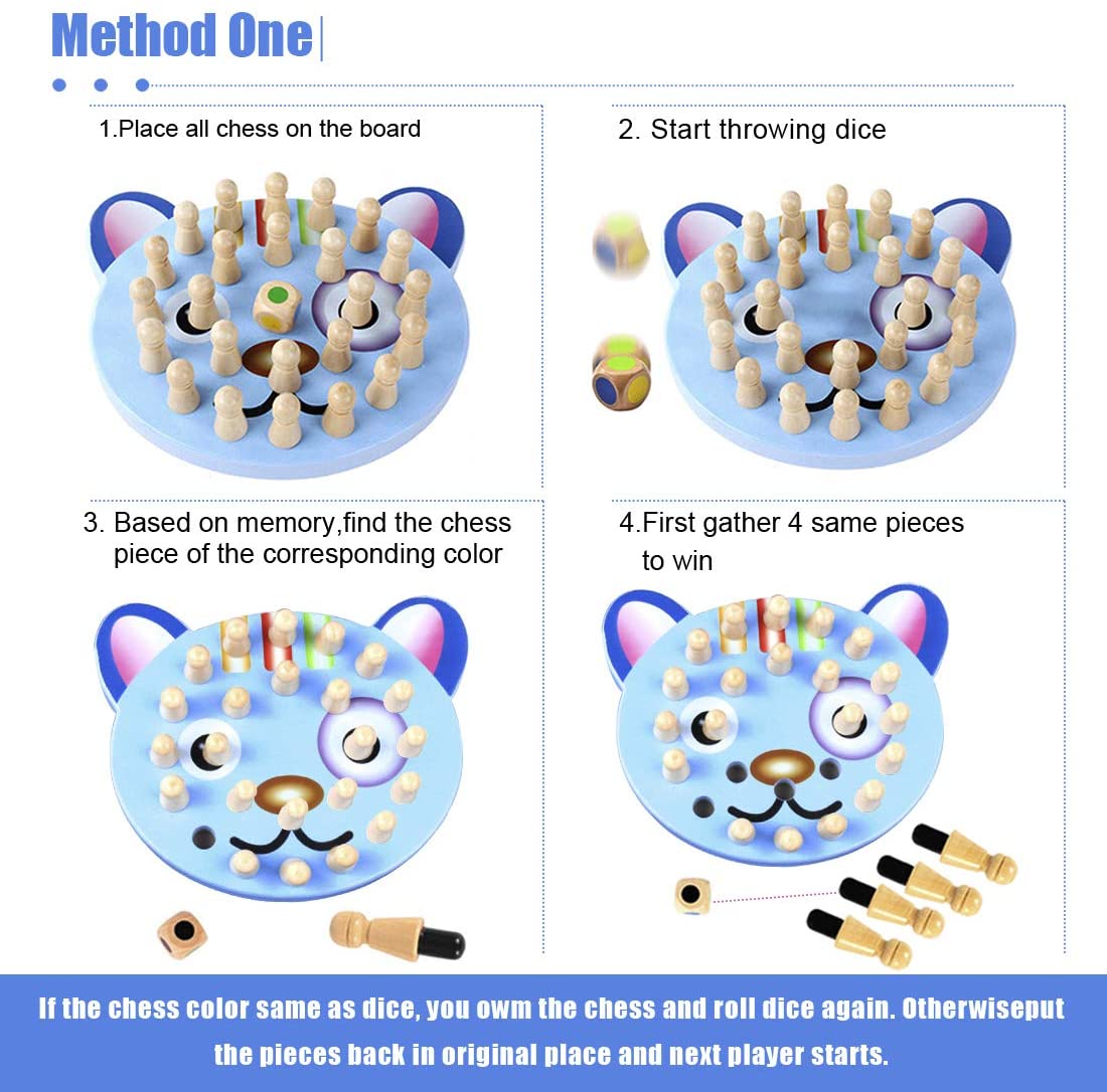 Zaloife Wooden Memory Chess, Kids Memory Match Stick, Matchstick Chess ...