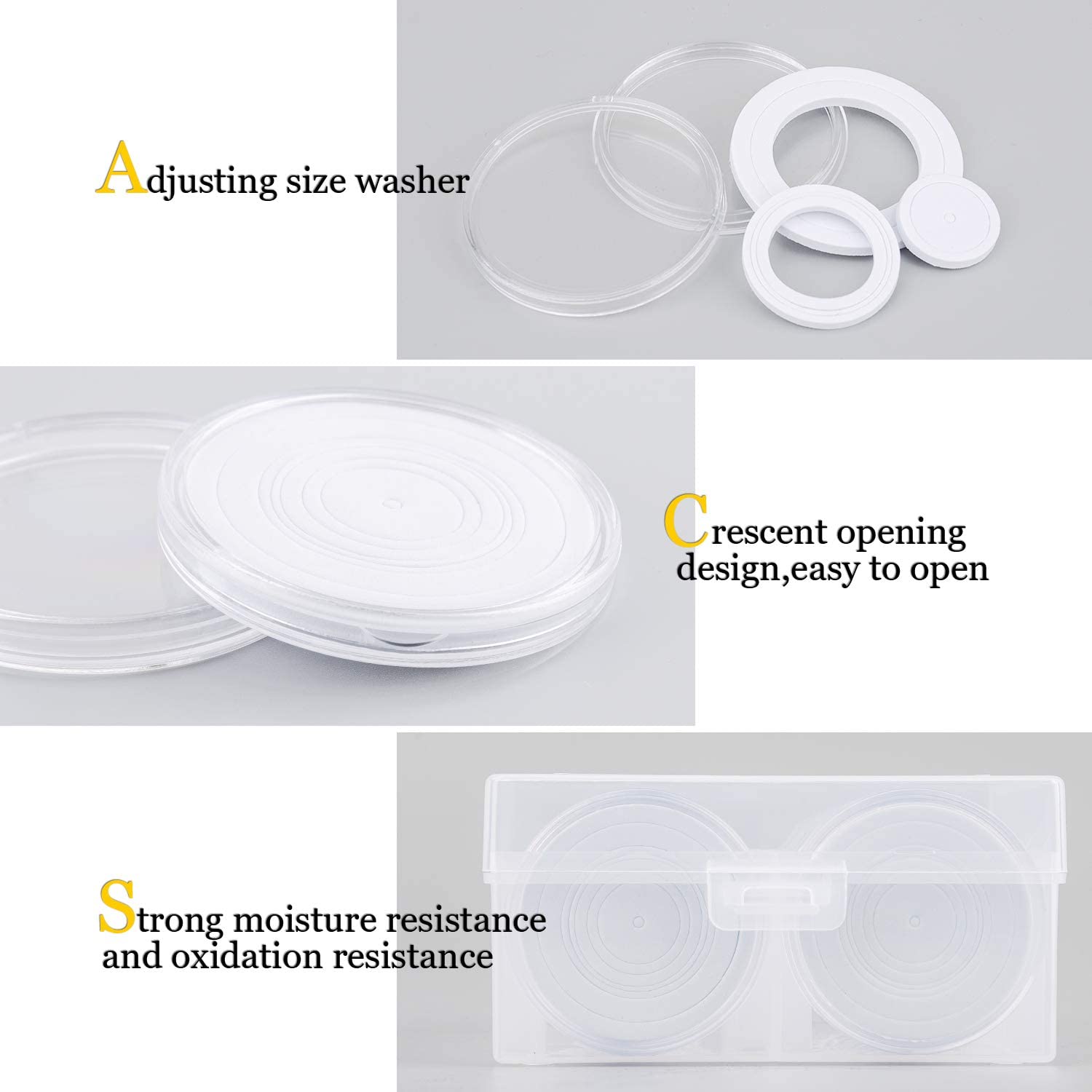 HIMETSUYA 20pcs 46mm Coin Holder Capsules Container Transparent Round ...