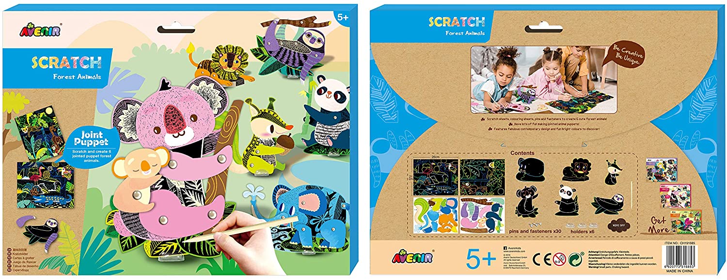 Avenir CH191685 Scratch Jointed Puppet Forest Animals, Mixed Colours ...