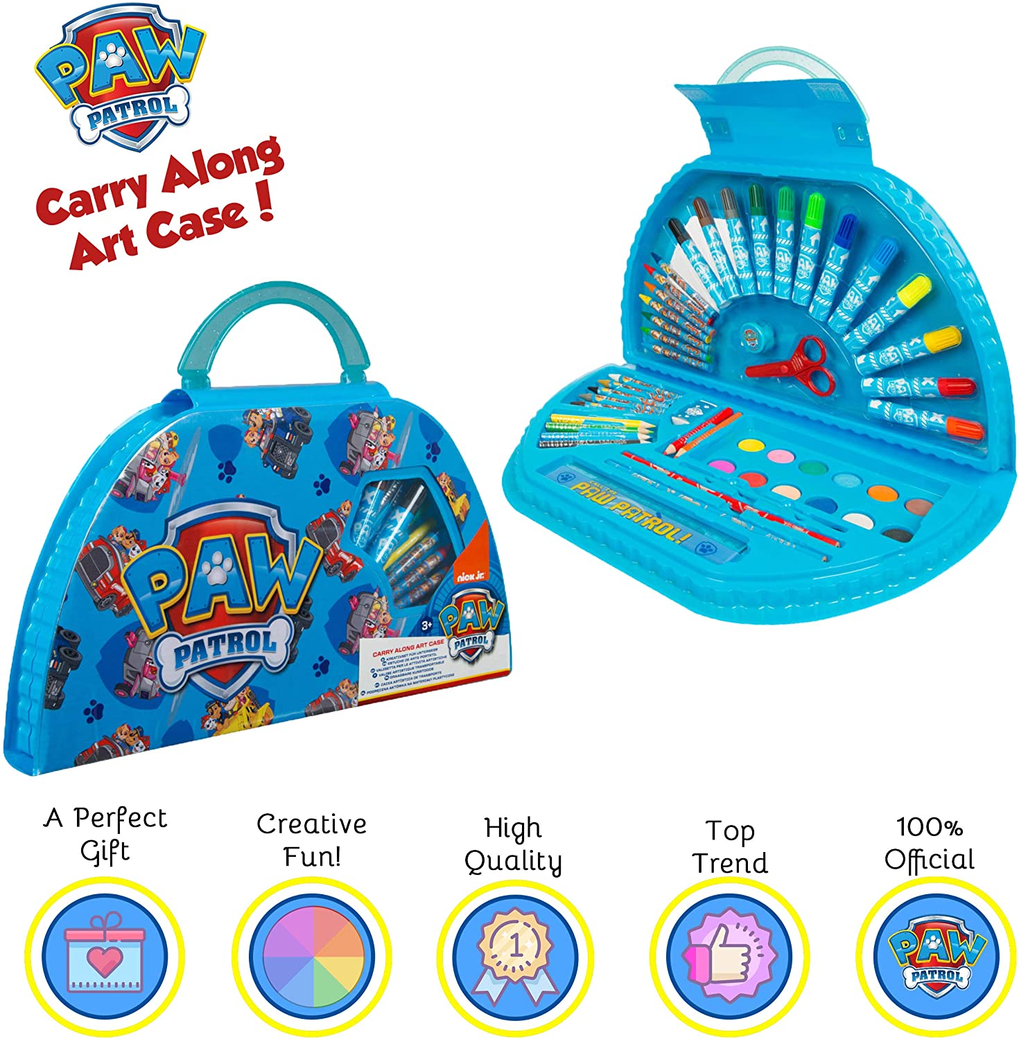 Paw Patrol Art Sets For Children With Colouring Pens Childrens Paint ...