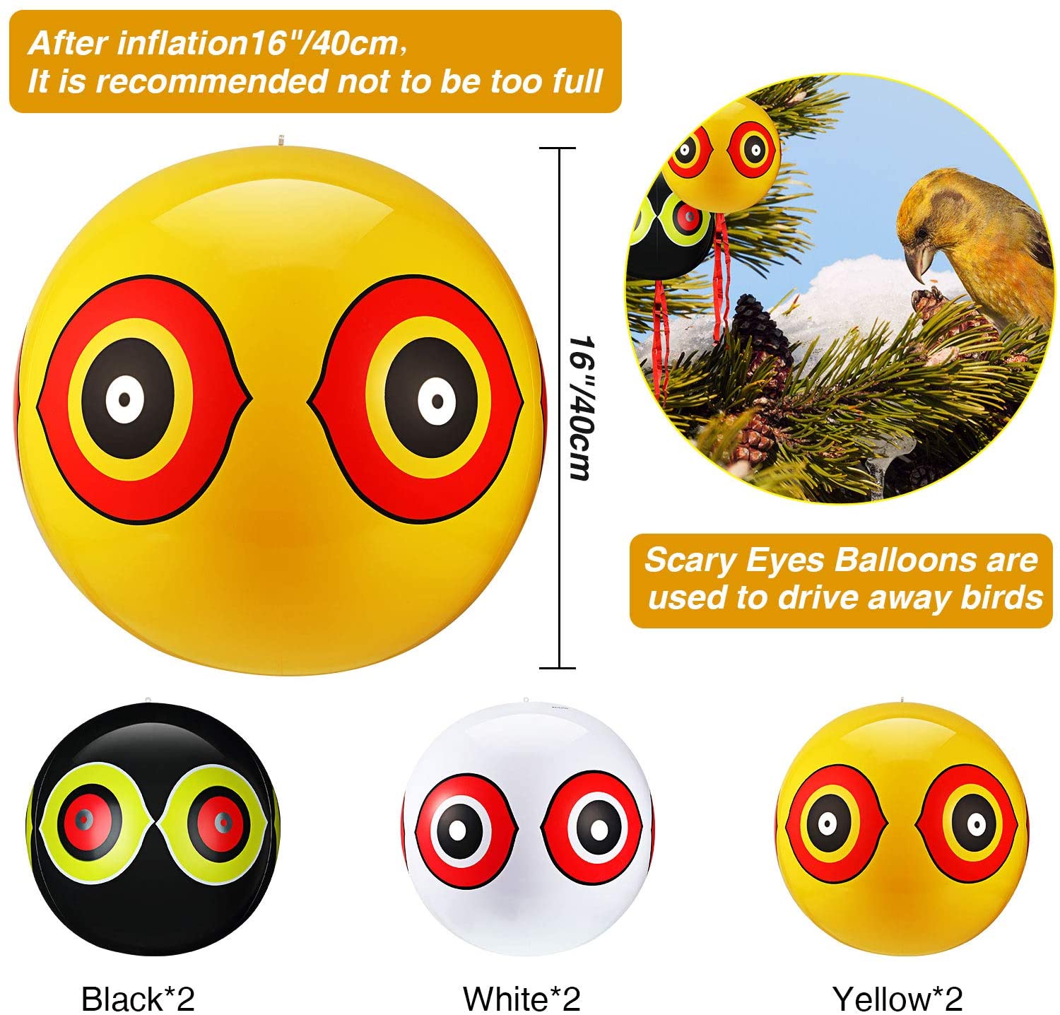 Mudder 6 Pieces Bird Repellent Balloons Scary Bird Eyes Balloons Bird ...