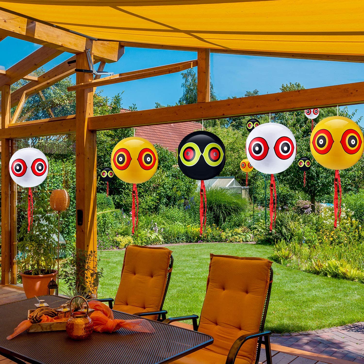 Mudder 6 Pieces Bird Repellent Balloons Scary Bird Eyes Balloons Bird ...