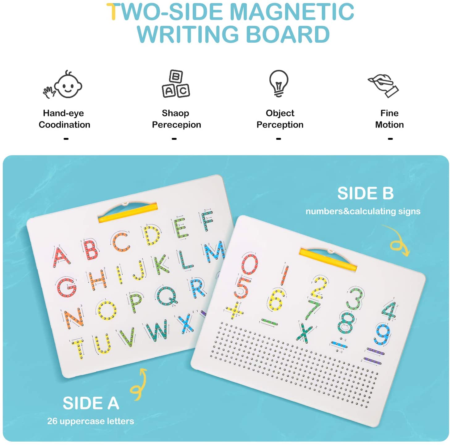 Hautton Magnetic Letters Board for Kids, with A to Z (26 Upper Case ...