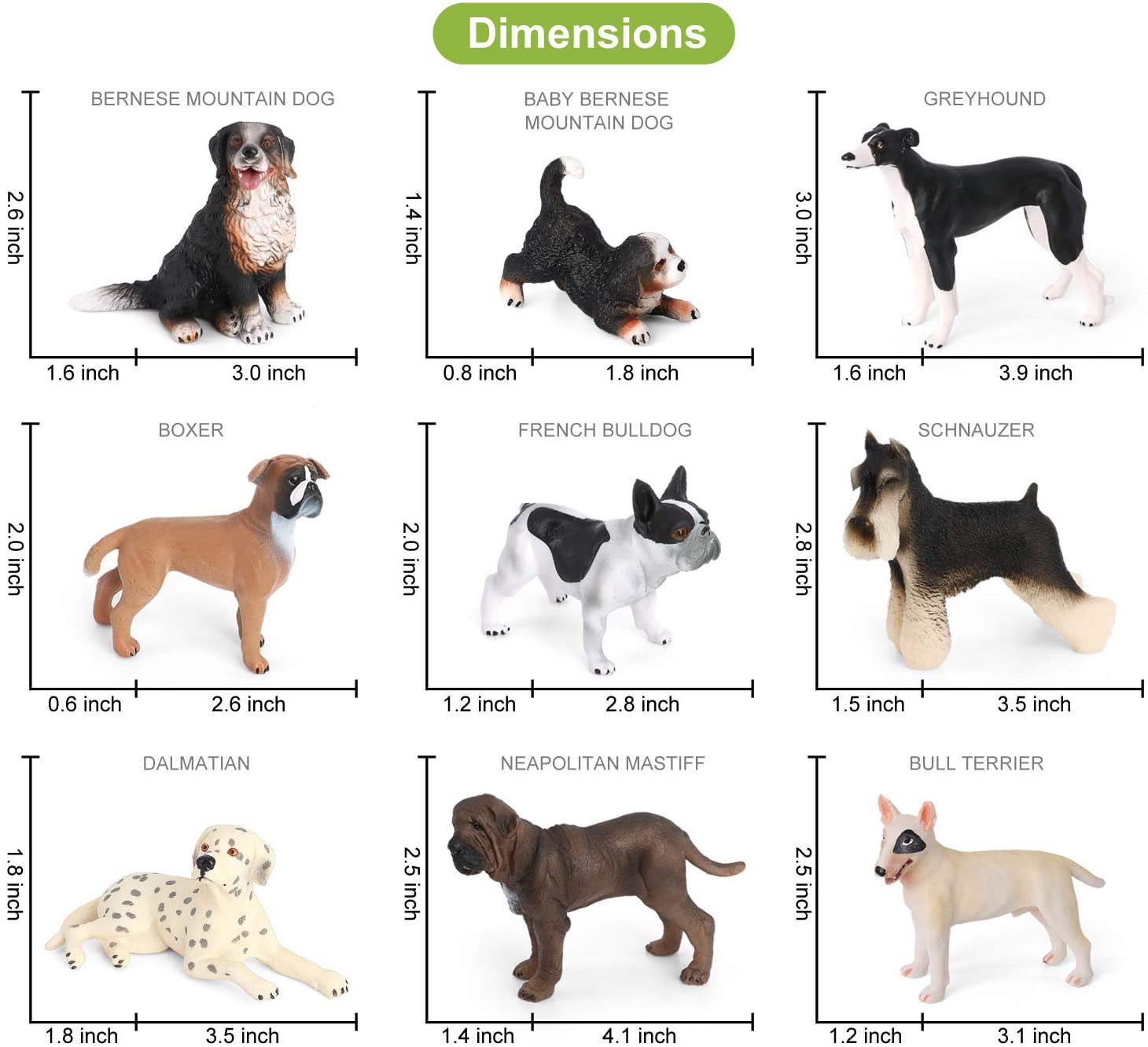 Volnau Dog Figurines Toys 9PCS Mini Dog Figures for Kids Toddlers ...