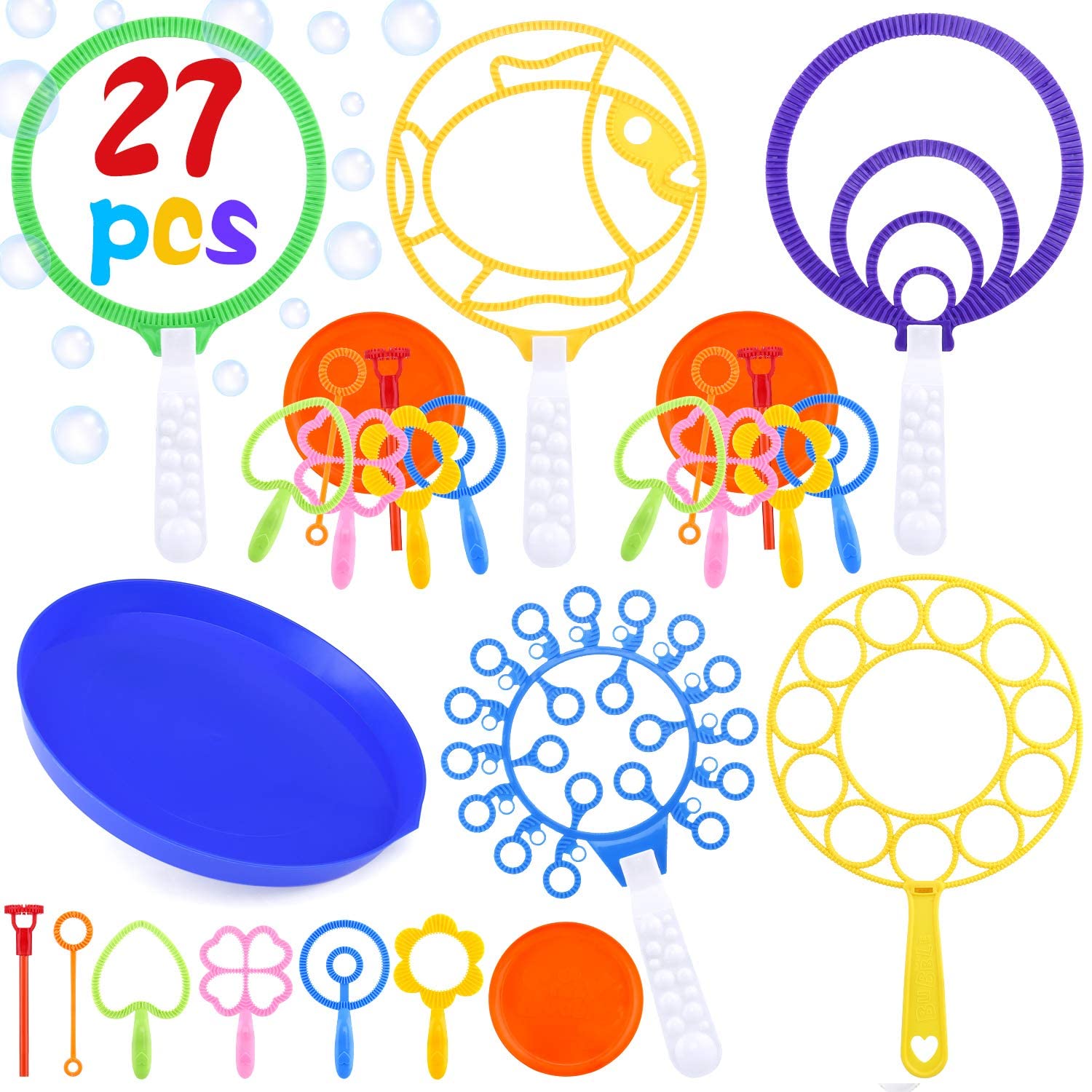 INNOCHEER Bubble Wands Set for Kids , 27 Pack Large Bubble Wand Big ...