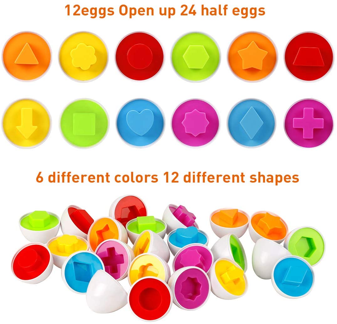 EXTSUD Toddler Egg Set Toys, Easter Eggs Smart Capsule, Colour Matching ...