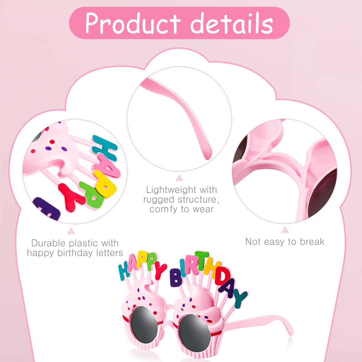 6 Pairs Birthday Glasses Novelty Happy Birthday Party Sunglasses Funny ...