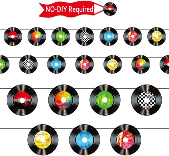 3 Packs 1950’s Rock and Roll Music Party Decorations Paper Record ...