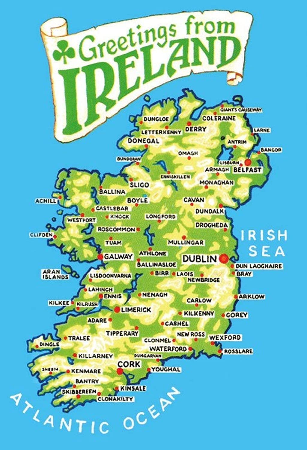 FS Holiday Greetings Ireland Map Tin Sign Curved Metal Sign 20 x 30 cm ...
