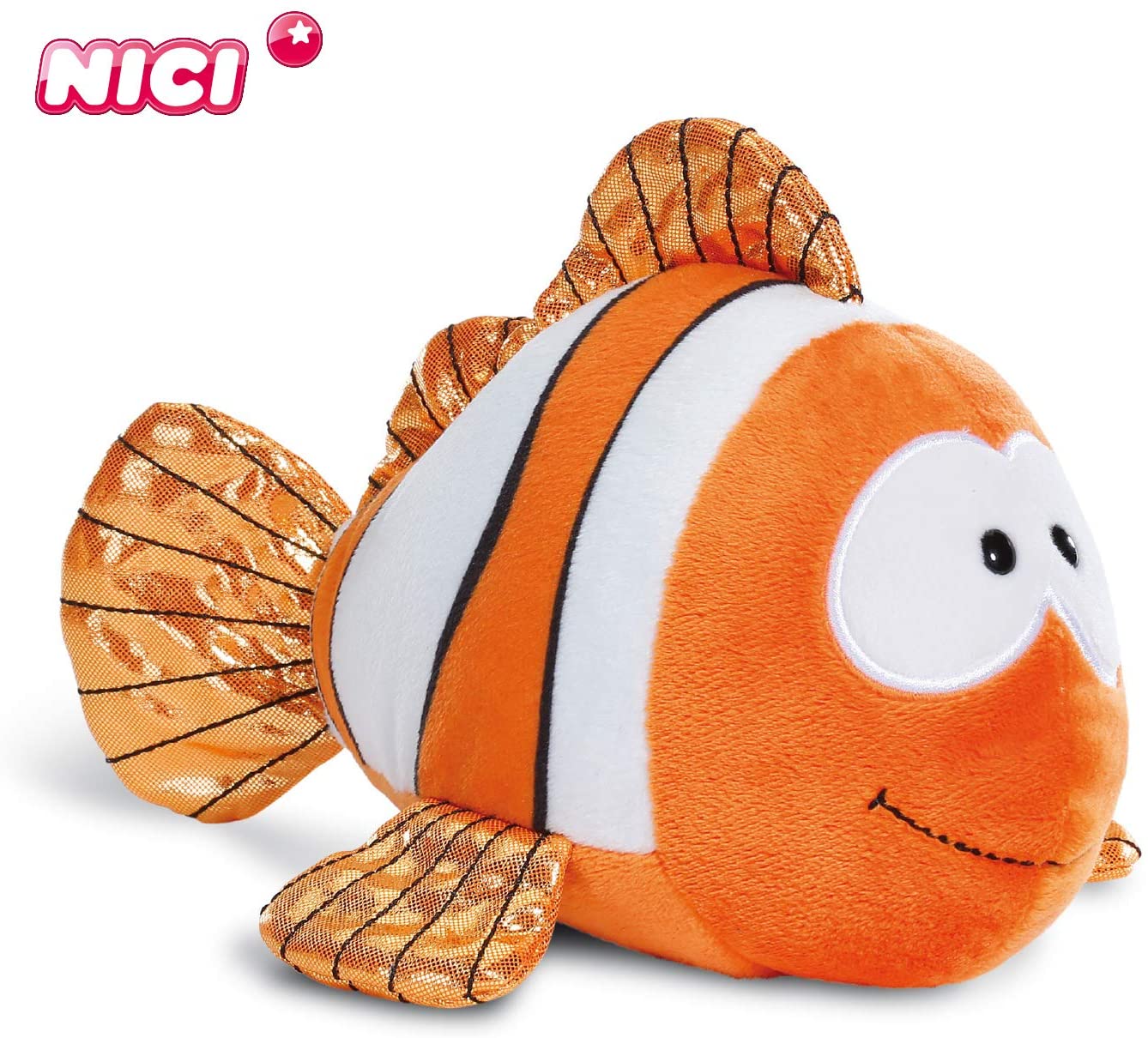 Nici 45357 Cuddly Soft Toy Clown Fish, Plush, 23 cm Lying, Orange/Gold ...