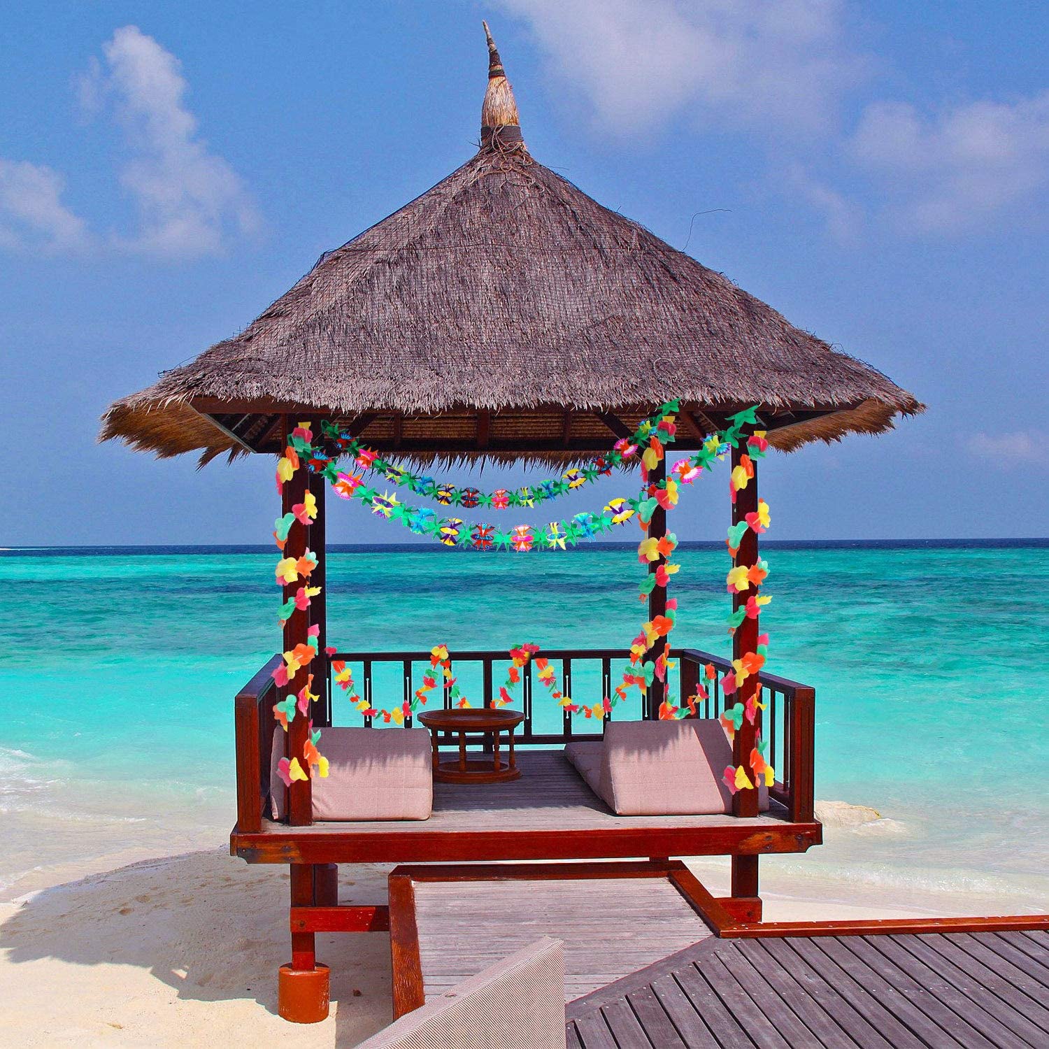 WILLBOND 6 Pieces Long Tropical Flower Garland Multicolored Paper ...