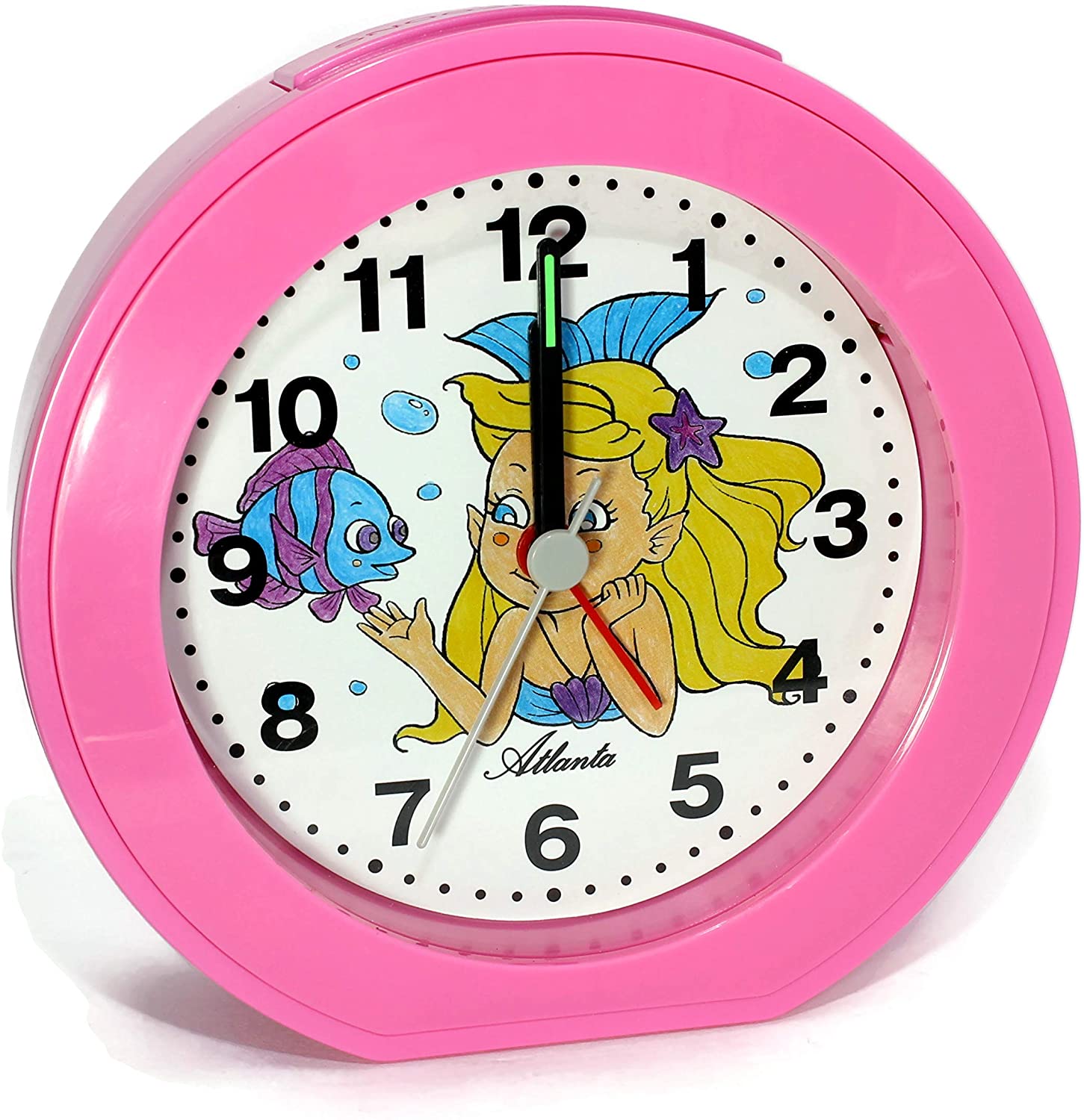 Children’s Alarm Clock without Ticking Mermaid Pink Quartz Analogue ...