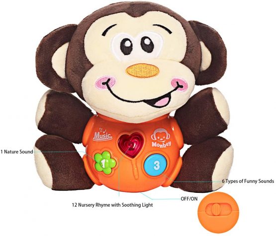 Plush Monkey Smoothe & MusicBaby Toys, Soft Educational Electronic ...