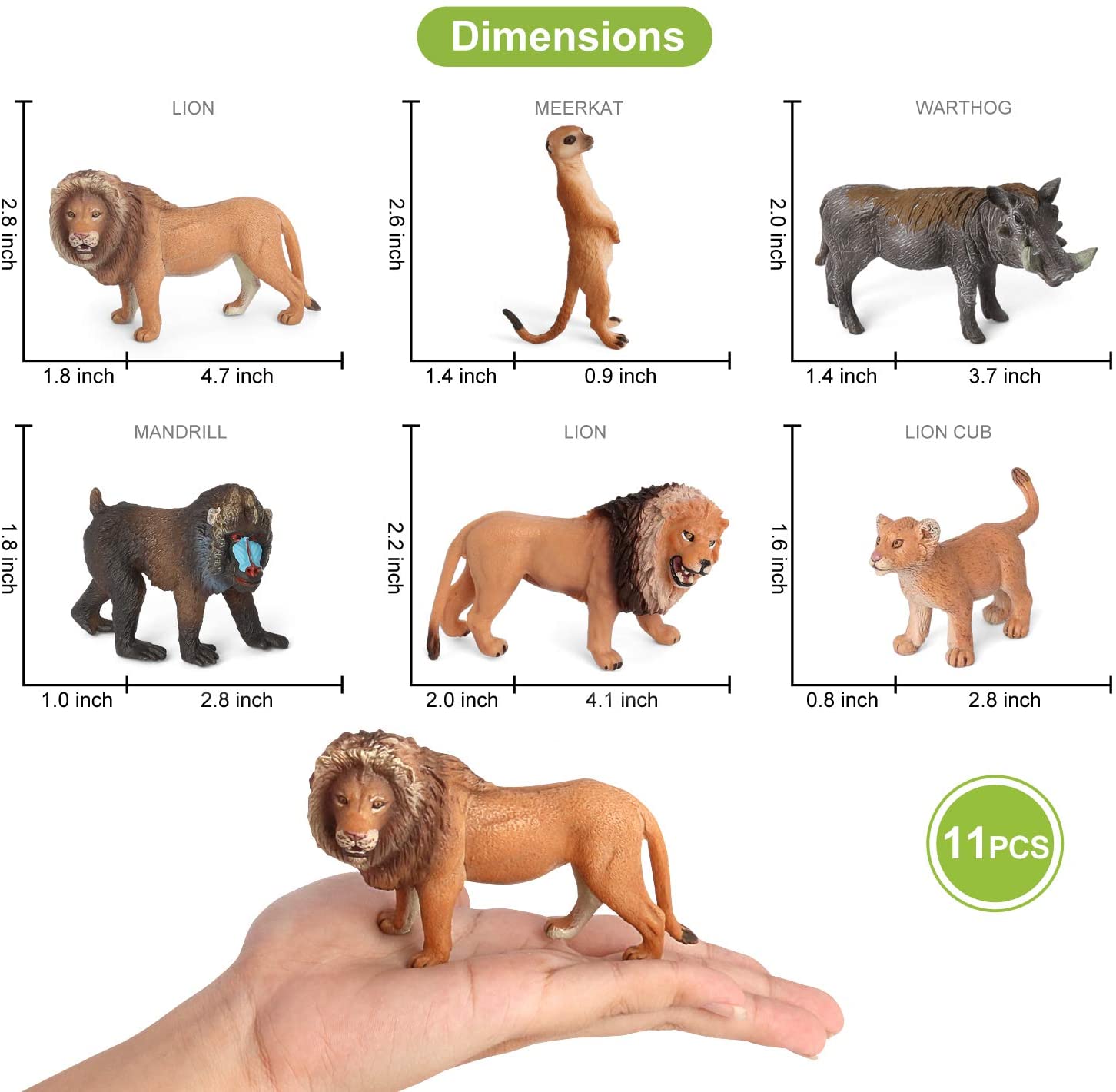 Volnau Animal Toys Figurines 11PCS African Animals Figures Zoo Pack for ...