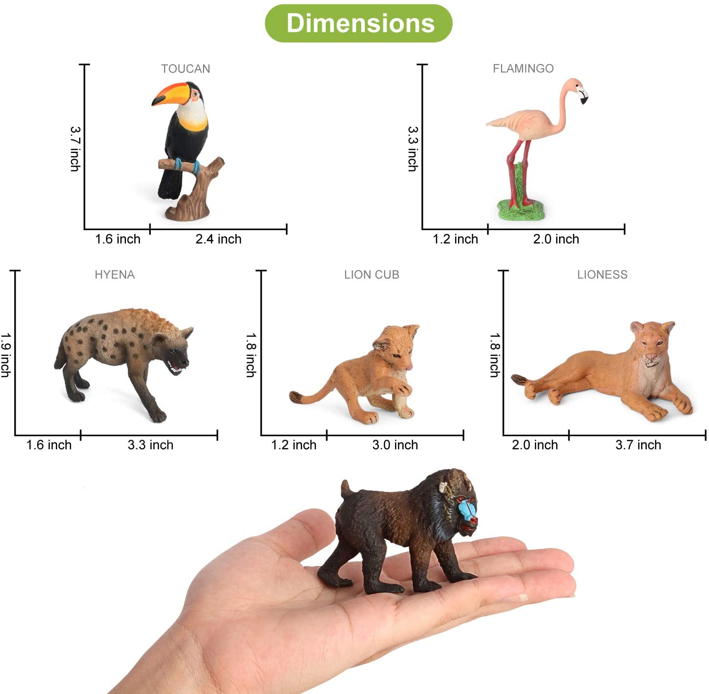 Volnau Animal Toys Figurines 11PCS African Animals Figures Zoo Pack for ...