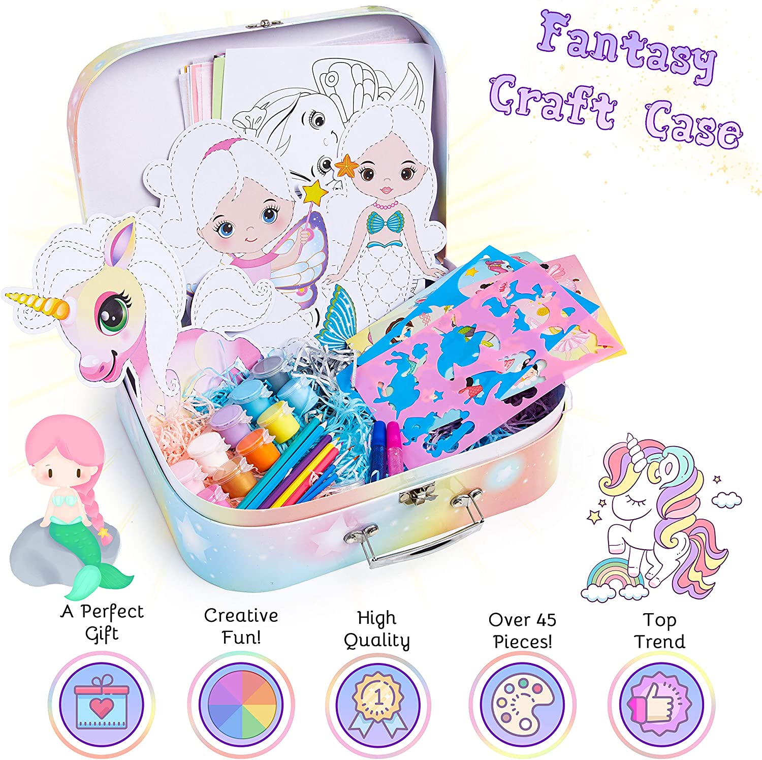 KreativeKraft Art Sets For Girls With Unicorn Stickers, Arts and Crafts ...