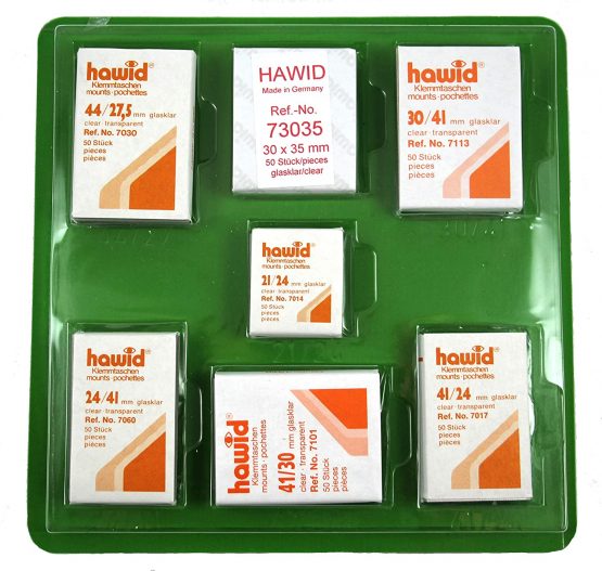 Hawid Stamp Mounts Starter Pack – 7 Different Sizes – Clear – TopToy