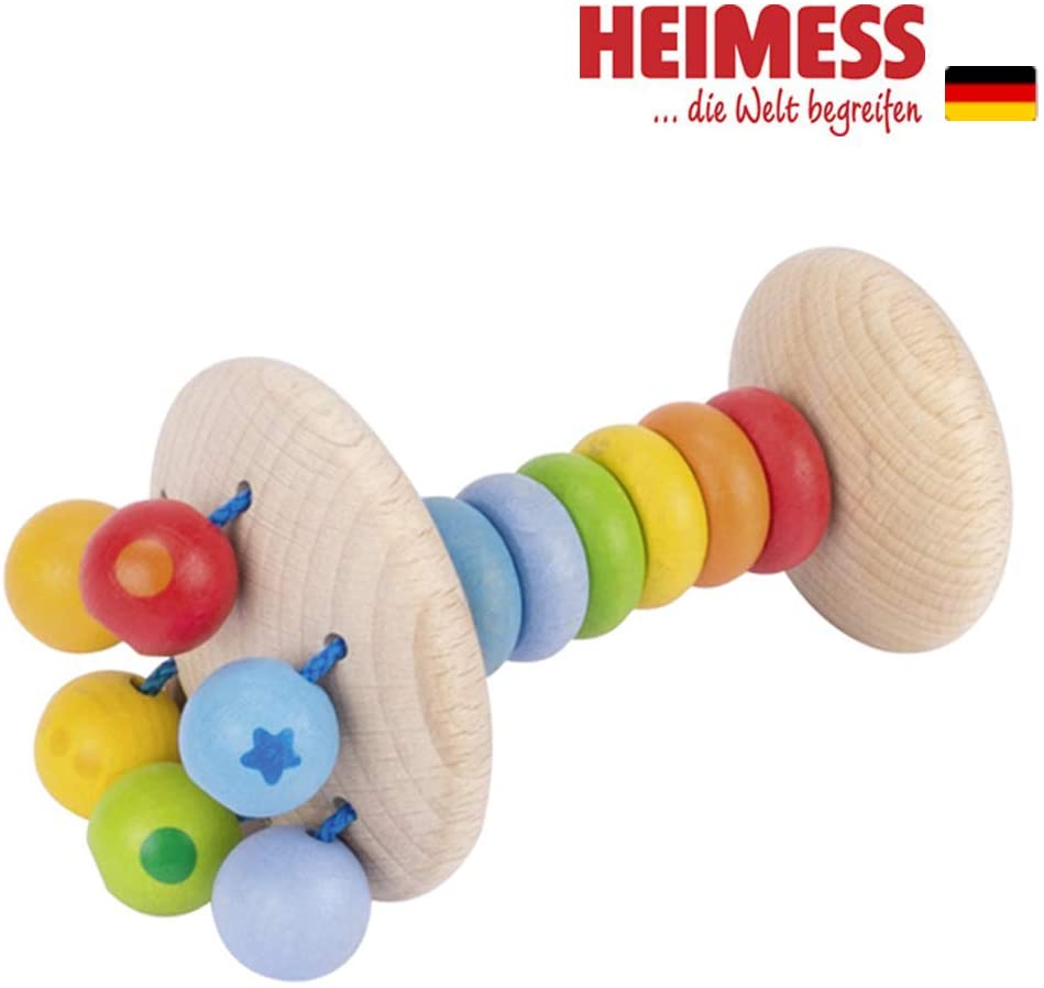Heimess Soft Colours Wooden Grabber Toy with Wooden Handle Rainbow and ...