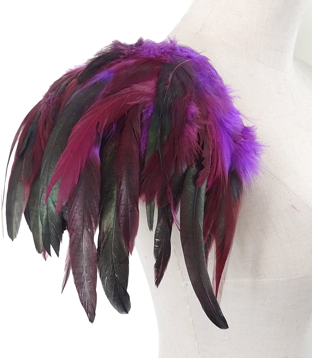 L’VOW Women’s Gothic Black Feather Shoulder Flap Fancy Dress Angel ...