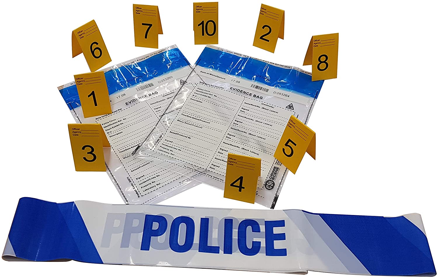 Kobe1 Police,Crime Scene Kit: Police Tape (6mx1),Evidence Bags (x2 ...