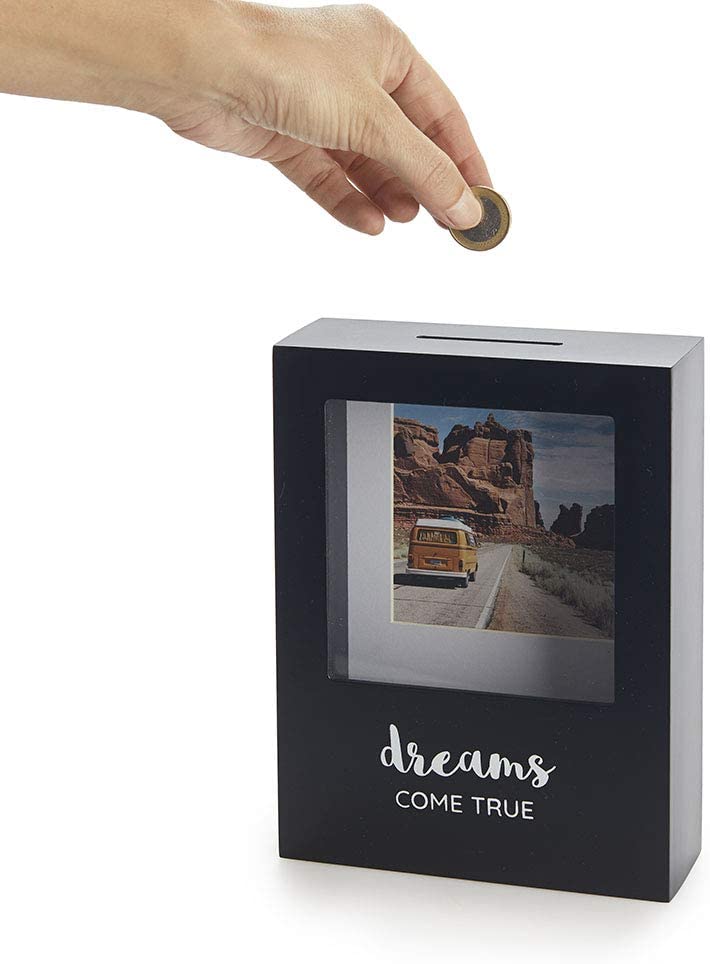 Balvi Coin bank Dreams Black colour With support for picture 8,5×8,5 cm ...