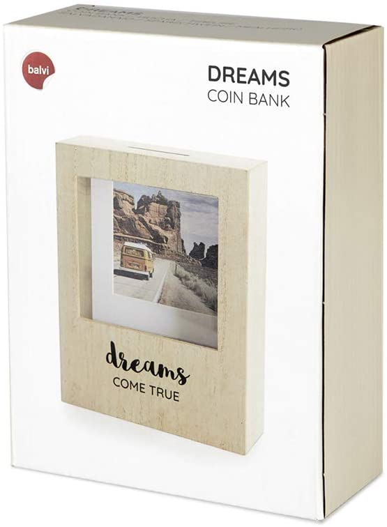 Balvi Coin bank Dreams Wood colour With support for picture 8,5×8,5 cm ...